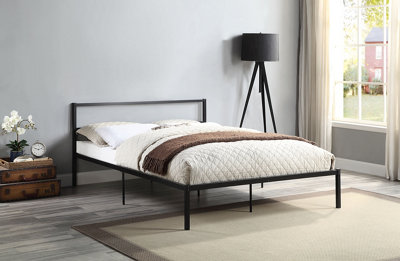 Atwick Black Modern Minimalistic Small Double Metal Bed | DIY at B&Q
