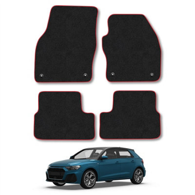 Audi A1 (2019+) Car Mats Tailored Fit Red Trim Accessory Carpet Car ...