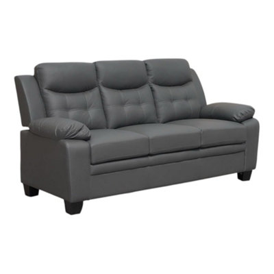 Aura 3+2 Modern Leather Sofa Set - Grey