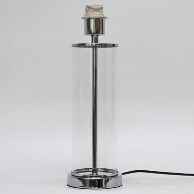 Aura - Chrome Table Lamp with Bird Print Linen Shade