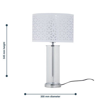 Aura - Chrome Table Lamp with White Cut Out Shade