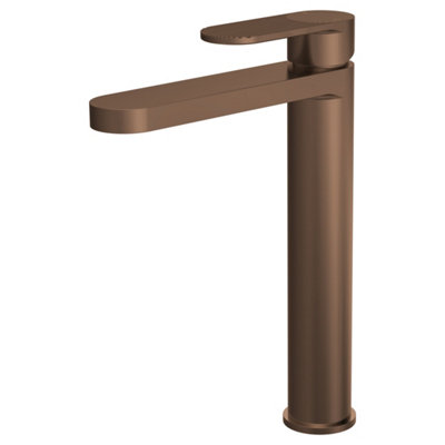 Aura High Rise Mono Basin Mixer Brushed Bronze Contemporary No Waste