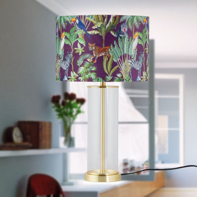 Aura - Satin Brass Table Lamp with Safari Velvet Shade
