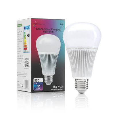 Auraglow 2.4Ghz RGB CCT Smart E27 LED Light Bulb - 70w EQV - 2 PACK