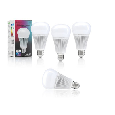 Auraglow 2.4Ghz RGB CCT Smart E27 LED Light Bulb - 70w EQV - 4 PACK ...