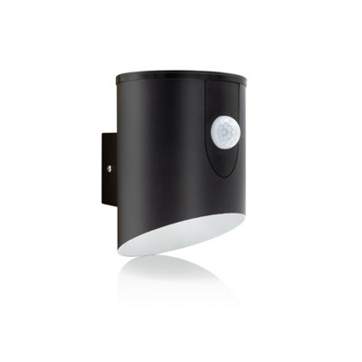 Auraglow Battery Powered PIR Motion Sensor Wall Light - HIXON - Black