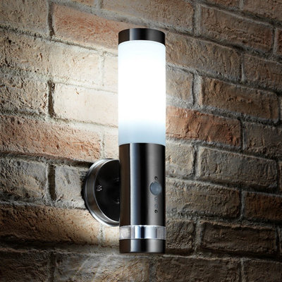 Auraglow Brushed Chrome Dual Function PIR Motion Sensor Wall Light ...