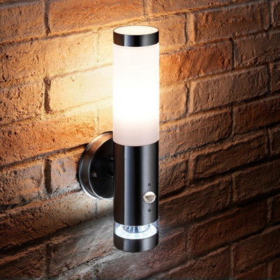Auraglow Brushed Chrome Dual Function PIR Motion Sensor Wall Light ...
