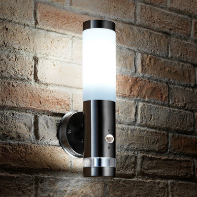 Auraglow Brushed Chrome Dual Function PIR Motion Sensor Wall Light ...