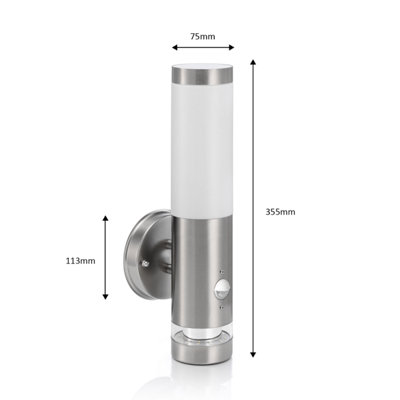 Auraglow Brushed Chrome Dual Function PIR Motion Sensor Wall Light ...