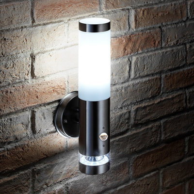 Auraglow Brushed Chrome Dual Function PIR Motion Sensor Wall Light ...