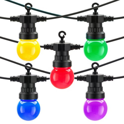 Auraglow Coloured LED Bulb Festoon String Light Set-2 Lengths (20 bulbs)