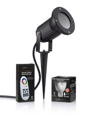 Auraglow Deep Recessed GU10 Garden Spike Outdoor Uplighter & RF Remote ...