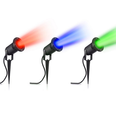 Auraglow Deep Recessed GU10 Holder IP54 Garden Spike Light - RED - Four ...