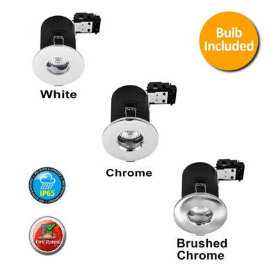 Auraglow FIRE RATED IP65 BATHROOM DOWNLIGHT FITTING WITH 7W GU10 BULB ...