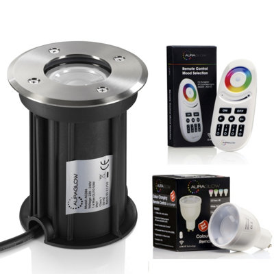 Auraglow GU10 Recessed Ground Fitting & Colour Changing LED Light Bulb ...
