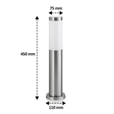 Auraglow IP44 Stainless Steel Post Light - Cool White - RUSHMOOR