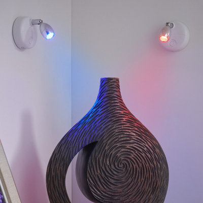 Auraglow LED Wireless Remote Colour Changing Spotlights - Twin Pack at B&Q