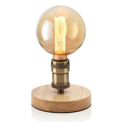 Auraglow Mysa Vintage Wooden Round Twist Switch Table/Desk Lamp ...
