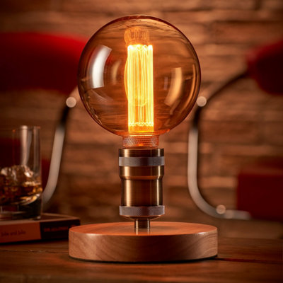 Auraglow Mysa Vintage Wooden Round Twist Switch Table Desk Lamp ...