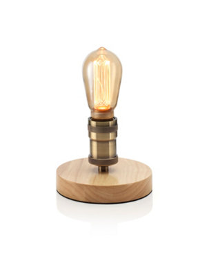 Auraglow Mysa Vintage Wooden Round Twist Switch Table Lamp - Apotheca ...