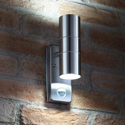 Auraglow PIR Motion Sensor Stainless Steel Up & Down Outdoor Wall ...