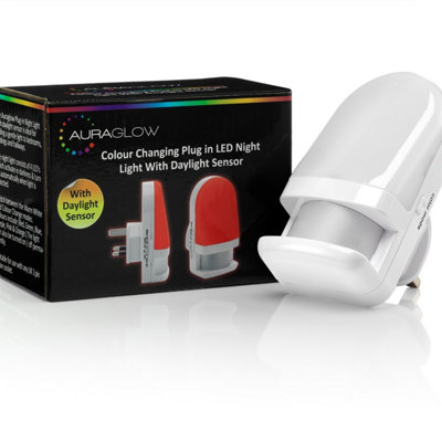 Auraglow Plug In Colour Changing LED Night Light - Daylight sensor
