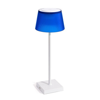 Auraglow Rechargeable LED Table Lamp - CAPRI - White/Blue | DIY at B&Q