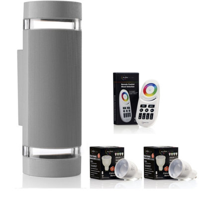 Auraglow RF Remote Control Colour Changing LED Double Up & Down Outdoor Wall Light - Black ...