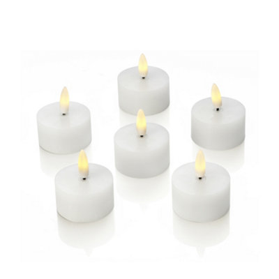 Auraglow Set of 6 Flickering Flame LED Tea Lights | DIY at B&Q