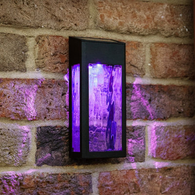 Auraglow Solar Colour-Changing Glass Wall Light - LUDLOW - Pack of 2