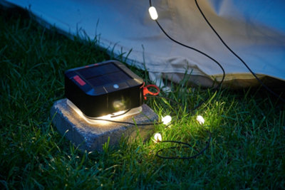 Auraglow Solar & USB Outdoor Camping Tent String Light - Black
