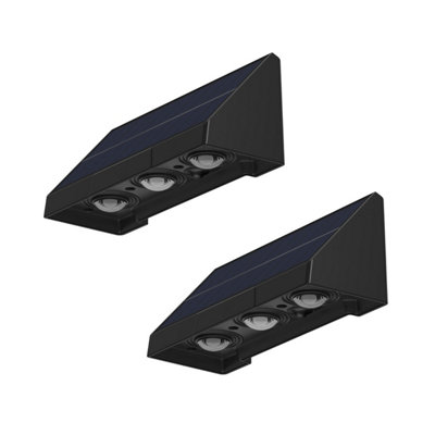 Auraglow Solar Wall & Fence Downlights with Triple LED - Pack of 2