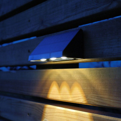 Auraglow Solar Wall & Fence Downlights with Triple LED - Pack of 2