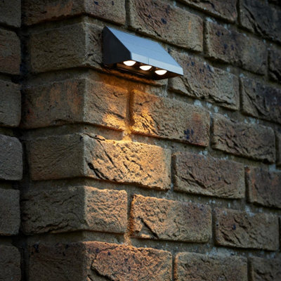 Auraglow Solar Wall & Fence Downlights with Triple LED - Pack of 2