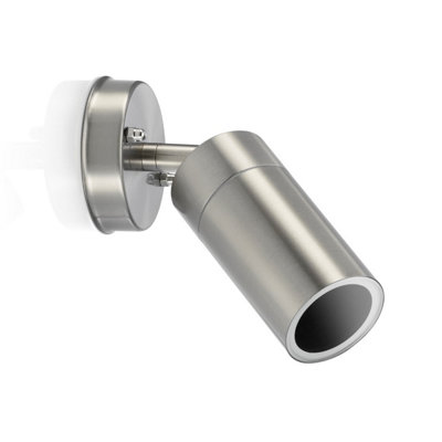 Auraglow Stainless Steel Outdoor GU10 Wall Spotlight - Fitting Only