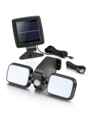 Auraglow Twin Panel Solar & USB Rechargeable Motion Sensor LED Security ...