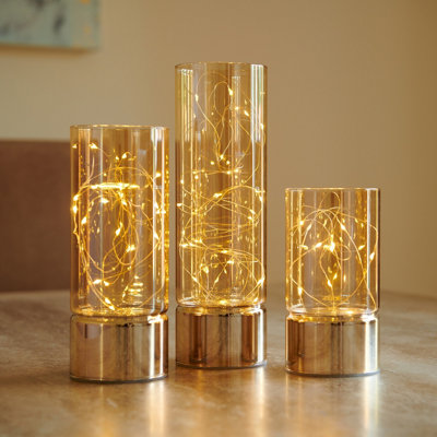 Auraglow Wire Rice Light Glass Cylinder Lantern-Bundle | DIY at B&Q