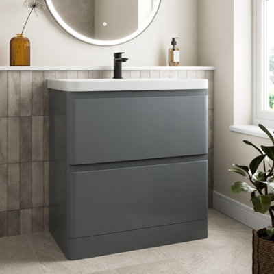 Aurora Bathroom Cloakroom Vanity Unit Wash 800 Basin Base Cabinet ...
