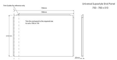 Aurora Bathroom Single Ended 1600x700 Straight Bath Side End Panel ...