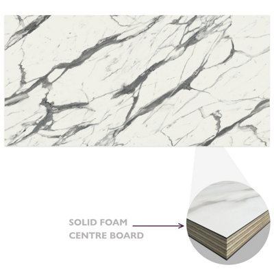 Aurora Carrera White Marble Matt Effect Tongue & Groove Waterproof ...