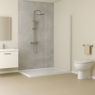 Aurora Grey Cosmos Effect Tongue & Groove Waterproof Shower Wall Panel ...