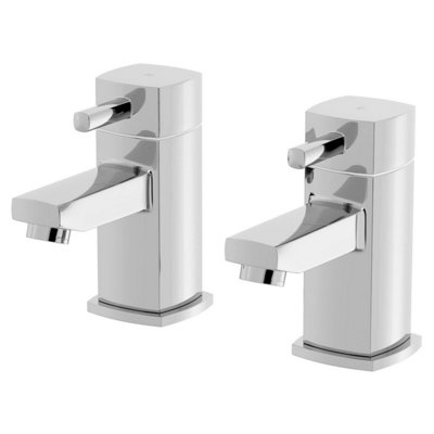 Buy Aurora Modern Bathroom Hot & Cold Bath Taps Chrome Twin Pair Brass ...