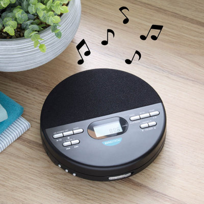 Aurora Portable CD Player, Bluetooth, FM Radio, Anti-Skip, Rechargeable ...