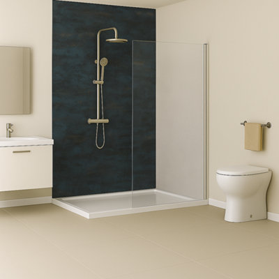 Aurora Raw Steel Velur Effect Tongue & Groove Waterproof Shower Wall ...