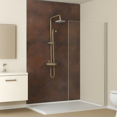 Aurora Rust Stucco Effect Tongue & Groove Waterproof Shower Wall Panel ...