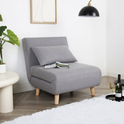 Aurora - Single Bed Chair Sofa in Grey Velvet - 1 Seater
