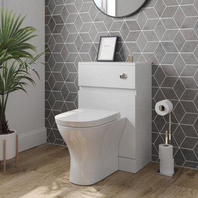 Aurora White Gloss Back to Wall Toilet Unit & D Shape Toilet - 500 x 320mm