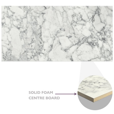 Aurora White Marble Effect Tongue & Groove Waterproof Shower Wall Panel ...