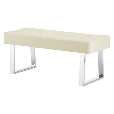 Austin Small Faux Leather Dining Bench In Cream